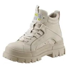 Schn&uuml;rboots Buffalo "ASPHA NC MID", Damen, Gr. 40, beige (beigefarben), Lederimitat, Schuhe Schn&uuml;rboots, Schn&uuml;rstiefelette, High Top Sneaker mit weicher Schaftrandpolsterung