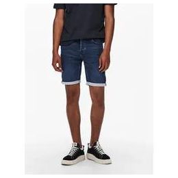Only & Sons Jeansshorts ONLY & SONS "ONSPLY LIGHT BLUE 5189 SHORTS DNM NOOS", Herren, Gr. S, N-Gr, blau (blau denim), Denim/Jeans, Obermaterial: 72% Baumwolle, 26% Polyester, 2% Elasthan, unifarben, Basic schmal, Jeans Jeansshorts