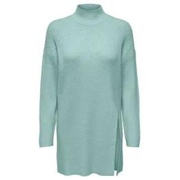Strickpullover Only "ONLKATIA LS LONG SLIT HIGHNECK KNT", Damen, Gr. S (36), gr&uuml;n (harbor gray detail:melange), Strick, Obermaterial: 50% Viskose, 27% Nylon, 23% Polyester, meliert, Pullover Strickpullover