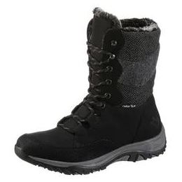 Winterboots Rieker, Damen, Gr. 36, schwarz (schwarz, kombiniert), Lederimitat, Textil, Schuhe Winterboots, mit kuscheligem Warmfutter