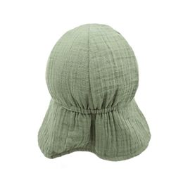 MaxiMo Jungen Schirmm&uuml;tze, gr&uuml;n, Gr. 53, unifarben, Web, Baumwolle, M&uuml;tzen, Musselin, Nackenschutz, Bindeband, Unisex, UV-Schutz