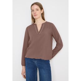 Cecil Damen Langarmbluseurban taupe, Gr. M, unifarben, Stoff, 100% Viskose, Blusen, mit geschlitztem Rundhalsausschnitt