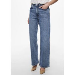Only Damen High-waist-Jeans "ONLJUICY HW WIDE LEG", blau, Gr. 28, Abriebeffekte, Denim/Jeans, Obermaterial: 99% Baumwolle, 1% Elasthan, Jeans