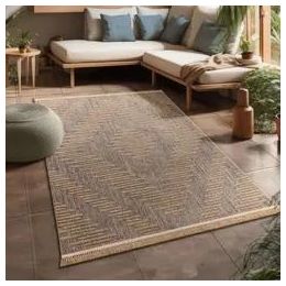 Teppich Paco Home "Cologne 494", beige, B:120cm H:11mm L:160cm, Polypropylen (PP), Teppiche, Teppich, Flachgewebe, meliert, Rauten Motiv,, mit Fransen, Outdoor geeignet