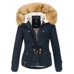 Winterjacke Navahoo "Pearl", Damen, Gr. M (38), blau (navy), Obermaterial: 100% Polyester. Innenseite: 100% Polyester. Futter: 100% Polyester. Fellimitat: 90% Polyacryl, 10% Polyester, Jacken Winterjacke, mit warmem Teddyfell