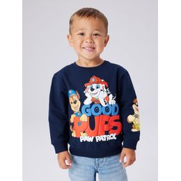 name it Jungen Sweatshirt "NMMJEEP PAW NREG SWEAT BRU NOOS CPLG", blau, Gr. 92, bedruckt, unifarben, angeraute Sweatware, Obermaterial: 95%