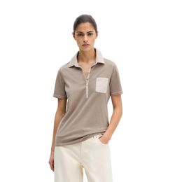 Marc O'Polo MARC O'POLO Damen Poloshirt "mit Material-Mix-Details"earthy taupe, Gr. M, unifarben, Obermaterial: 100% Baumwolle, Shirts