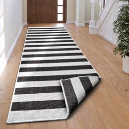 L&auml;ufer OTTO HOME, B:80cm H:5mm L:250cm, schwarz-wei&szlig;, Kunstfaser, Flur, Teppiche, "Alan Wendeteppich", Beidseitig nutzbar, Streifen, Scandi,