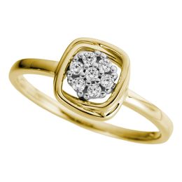 Firetti Damen Fingerring "Schmuck Geschenk Gold 333 Damenring Goldring Quadrat", 17, 0,12 P2 = erkennbare Einschl&uuml;sse, Diamanten Gelbgold 333