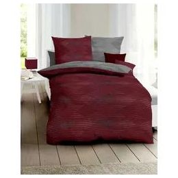 Wendebettw&auml;sche Kaeppel "Ikat", rot (rubin), B/L: 200cm x 200cm, 1 Stk., 2 Stk., Feinbiber, B/L: 80cm x 80cm & 80cm x 80cm, 3 Stk., Feinbiber, Obermaterial: 100% Baumwolle, Bettw&auml;sche, Wendebettw&auml;sche, angenehm w&auml;rmend