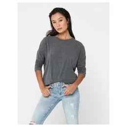 3/4-Arm-Shirt Only "ONLGLAMOUR 3/4 TOP JRS NOOS", Damen, Gr. XS, grau (dunkelgrau melange), Single Jersey, Obermaterial: 65% Polyester, 30% Viskose, 5% Elasthan, meliert, figurumspielend normal, Rundhals, Shirts 3/4-Arm-Shirt, Materialmix, loose fit