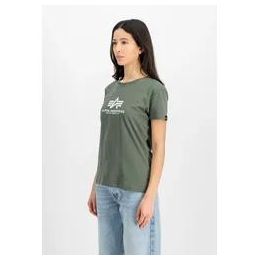 T-Shirt Alpha Industries "New Basic T-Shirt BL W", Damen, Gr. S, gr&uuml;n (schwarz olive), Obermaterial: 100% Baumwolle, Shirts T-Shirt