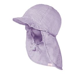 MaxiMo Jungen Schieberm&uuml;tze, lila, Gr. 55, Web, Baumwolle, M&uuml;tzen, zum Binden, Seersucker, Nackenschutz, Unisex, Kleinkind