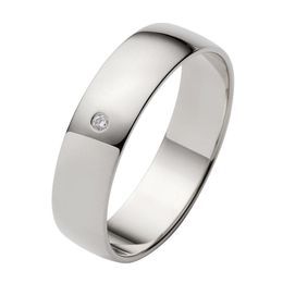 Firetti Damen Trauring "Schmuck Geschenk Gold Hochzeit Ehering Trauring "LIEBE"", 19, 0,01 SI = kleine Einschl&uuml;sse mit Brillant, Wei&szlig;gold 375, 5mm,