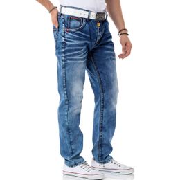 Cipo & Baxx CIPO & BAXX Herren Regular-fit-Jeans, blau, Gr. 38, Abriebeffekte, Denim/Jeans, Obermaterial: 100% Baumwolle, Jeans