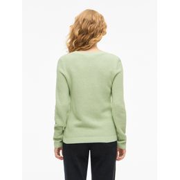 Vila Damen Rundhalspullover "VIDALO O-NECK L/S KNIT TOP- NOOS", gr&uuml;n, Gr. M, unifarben, Feinstrick, Obermaterial: 100% Baumwolle, Pullover,