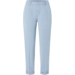 MAC Damen Chinohose "CHINO turn up", blau, Gr. 48, unifarben, Web, Obermaterial: 97% Baumwolle, 3% Elasthan, Hosen, mit dezentem Glanz, elegant und