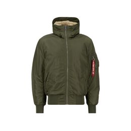 Herren Bomberjacke "MA-1 Hooded", gr&uuml;n, Gr. S, Alpha Industries, Obermaterial: 100% Nylon, Futter: 100% Nylon, Kapuzenfutter: 100% Polyester,