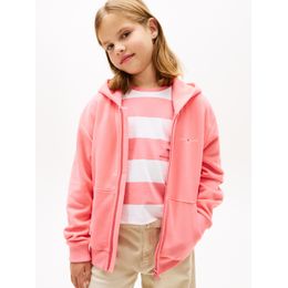 Tommy Hilfiger Jungen Kapuzensweatjacke "MINI CORP ZIP THROUGH HOODIE"tropical blush, Gr. 4, unifarben, Sweatware, Obermaterial: 80% Baumwolle, 20%