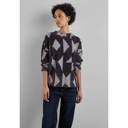 Street One Damen Print-Shirt, blau, Gr. 36, gemustert, Stoff, 44% Nylon, 40% Polyester, 16% Viskose, Shirts, mit 3/4 &Auml;rmeln