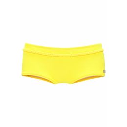 Buffalo Damen Bikini-Hotpants "Happy", gelb, Gr. 42, unifarben, Microfaser, Microfaser, Polyamid, Badehosen, mit geflochtenem Zierg&uuml;rtel