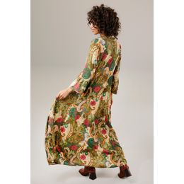 Aniston CASUAL Damen Maxikleid, bunt, Gr. 44, Glitzerstreifen, Paisley, bedruckt, gebl&uuml;mt, Web, Obermaterial: 100% Viskose, Kleider, mit farbenfrohem