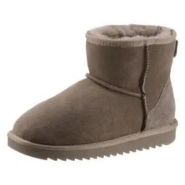Schlupfboots Ara "Alaska Classic Short", Damen, Gr. 38, grau (taupe classic short), Lammfell, Veloursleder, unifarben, Schuhe Schlupfboots, Winterboots zum Schlupfen in bequemer Weite G (=weit)