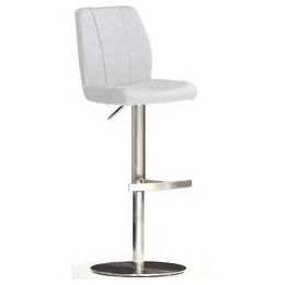 Bistrostuhl MCA furniture "BARBECOOL Barhocker Bistrostuhl Tresenhocker", wei&szlig; (wei&szlig;, edelstahl geb&uuml;rstet, wei&szlig;), B:42cm H:89cm T:52cm, Kunstleder, St&uuml;hle, Bistrostuhl, mit R&uuml;ckenlehne,Bodenplatte rund, 360 drehbar, Sitzh&ouml;he von 56-81 cm