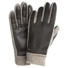 Strickhandschuhe Pearlwood "NICK", Herren, Gr. 9.5, braun (schwarz braun), Materialmix, unifarben mit Farbeinsatz, Handschuhe, weiches Fleecefutter, Elastischer Strickbund