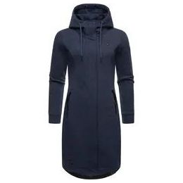 Kurzmantel Ragwear "Letti Long", Damen, Gr. S (36), blau (navy), Fleece, Obermaterial: 54% Polyester, 41% Baumwolle, 5% Viskose, tailliert knieumspielend, hoch geschlossener Ausschnitt, &Auml;rmel ohne &Auml;rmelschlitz normaler Saum, M&auml;ntel Kurzmantel, &Uuml;bergangsjacke aus Fleece mit Kapuze