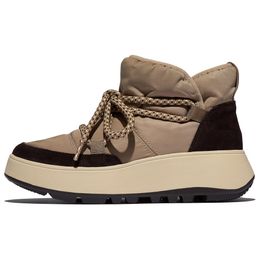 fitflop Damen Winterboots "F-MODE", Gr. 38, braun, Leder, Polyester, kontrastfarbene Details, Schuhe, Snowboots, Schlupfboots mit Plateau