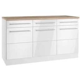 Unterschrank KOCHSTATION "KS-Wien", wei&szlig; (hochglanz wei&szlig;, wei&szlig;), B:150cm H:85cm T:60cm, Schr&auml;nke, Unterschrank, edel aussehende gestiftete Fronten