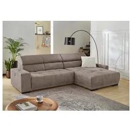 Jockenh&ouml;fer Ecksofa JOCKENH&Ouml;FER GRUPPE "Le Mans L-Form, B: 320 cm, mit 30 cm elektr. Sitztiefenverstellung", braun, B:320cm T:110cm, Korpus: 100% Polyester;Kissen: 100% Polyester, Sofas, Ecksofa, Kopfteilverstellung, induktive Ladestation, USB-Anschluss & Zierkissen