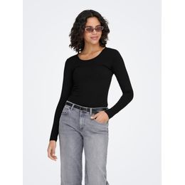 Only Damen Langarmshirt "ONLLIVE LOVE L/S ONECK", schwarz, Gr. S, unifarben, Jersey, Obermaterial: 95% Baumwolle, 5% Elasthan, Shirts