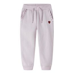 name it M&auml;dchen Sweathose "NMFVIMA SWE PANT BRU NOOS", rosa, Gr. 110, unifarben, Sweatware, Obermaterial: 60% Baumwolle, 40% Polyester, Hosen, mit