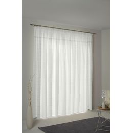 Vorhang WIRTH, B:150cm H:245cm, wei&szlig;, Jacquard, Baumwolle, Leinen, Modal, Wohnzimmer, Gardinen, "Wiessee"