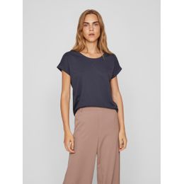 Vila Damen Rundhalsshirt "VIDREAMERS NEW PURE T-SHIRT/SU-NOOS", blau, Gr. XS, unifarben, Jersey, Obermaterial: 50% Baumwolle, 50% Polyester, Shirts,