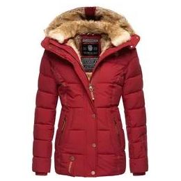 Winterjacke Marikoo "Nekoo", Damen, Gr. S (36), rot (dunkelrot), Oberstoff: 100% Polyester. Futter: 100% Polyester. Wattierung: 100% Polyester. &Auml;rmelfutter: 100% Polyester. Kunstpelz: 90% Polyacryl, 10% Polyester, tailliert h&uuml;ftbedeckend, &Auml;rmel ohne &Auml;rmelschlitz Rippstrickb&uuml;ndchen, Jacken Winterjacke, stylische Damen Steppjacke mit gro&szlig;er Kapuze