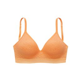 Lascana Damen Bralette-BH "Freya", Gr. 80, orange, Spitze, Obermaterial: 36% Polyamid, 29% Polyester, 27% Baumwolle, 8% Elasthan, BHs, ohne B&uuml;gel mit