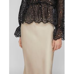 Vila Damen Maxirock "VIELLETTE HW LONG SKIRT - NOOS", beige, Gr. 38, unifarben, Web, Obermaterial: 100% Polyester, R&ouml;cke, Kunstfaser