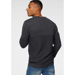 Bruno Banani Herren Strickpullover, grau, Gr. XXXL, meliert, Obermaterial: 50% Baumwolle, 50% Polyacryl, Pullover, mit modischer Struktur
