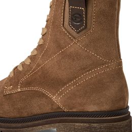 Tamaris Damen Schn&uuml;rstiefelette, Gr. 41, braun, Leder, Schuhe, Blockabsatz, Schn&uuml;rboots mit modischen Ziern&auml;hten