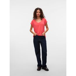 V&eacute;ro Moda VERO MODA Damen V-Shirt "VMFILLI SS V-NECK TEE GA NOOS", rosa, Gr. XS, unifarben, Jersey, Obermaterial: 70% Modal, 30% Polyester, Shirts,