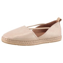 Tamaris Damen Espadrille, Gr. 36, gold, Ziegenveloursleder, leicht gl&auml;nzend, Schuhe, Plateau, Sommerschuh, Flats, Schlupfschuh mit Touch