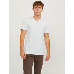 Jack & Jones JACK & JONES Herren T-Shirt "SPLIT NECK TEE", wei&szlig;, Gr. XL, unifarben, Jersey, Obermaterial: 100% Baumwolle, Shirts, mit V-Ausschnitt