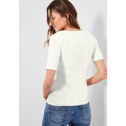 Cecil Damen T-Shirt "Style LENA", wei&szlig;, Gr. XL, unifarben, Jersey, Obermaterial: 100% Baumwolle, Shirts, mit Rundhalsausschnitt