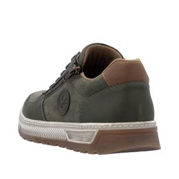 Rieker Herren Sneaker, Gr. 44, gr&uuml;n, Lederimitat, unifarben mit Farbeinsatz, Schuhe, Freizeitschuh, Halbschuh, Schn&uuml;rschuh mit Kontrastbesatz