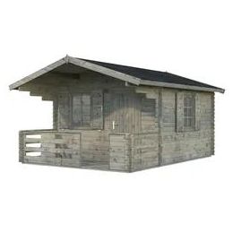 Gartenhaus Palmako "Emma", grau, Fu&szlig;boden im Gartenhaus, ohne Dacheindeckung, Massivholz, Gartenh&auml;user, Gartenhaus, 10,4 + 4,2 qm