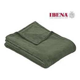 Wohndecke Ibena "Uni Fleecedecke Olbia", gr&uuml;n (dunkeloliv), B:150cm L:200cm, Polyester, Wohndecken, Wohndecke, einfarbig schick, Kuscheldecke