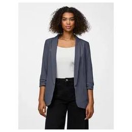 Blusenblazer Pieces "PCBOSELLA 3/4 BLAZER NOOS", Damen, Gr. XS, blau (ombre blau), Web, Obermaterial: 79% Polyester, 16% Viskose, 5% Elasthan, unifarben, slim fit h&uuml;ftbedeckend, Blazer Blusenblazer, Materialmix, regular fit